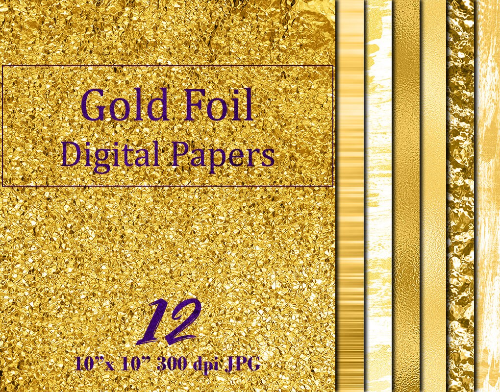 Gold Digital Paper Clipart, Gold Foil Digital Paper, Gold Texture ...