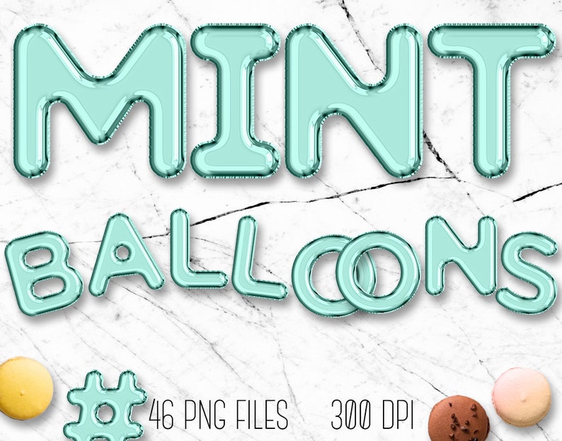 Mint Letter Balloons Clipart, Mint Alphabet Clip Art, Mint Balloons ...