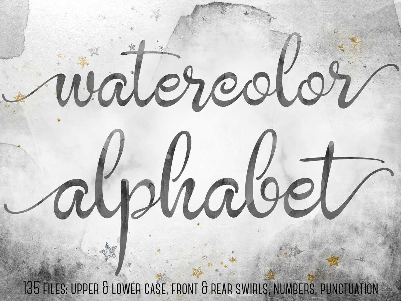 Black Watercolor Letters Clipart Watercolor Font Black - Etsy