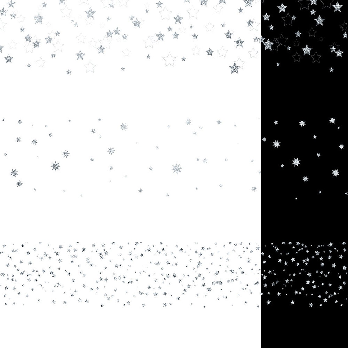 Silver Confetti Borders Clipart, Silver Stars, Silver Hearts, Silver ...