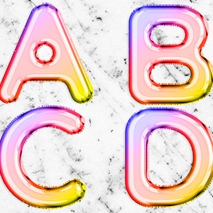 Rainbow Letter Balloons Clipart, Rainbow Alphabet Clip Art, Rainbow ...