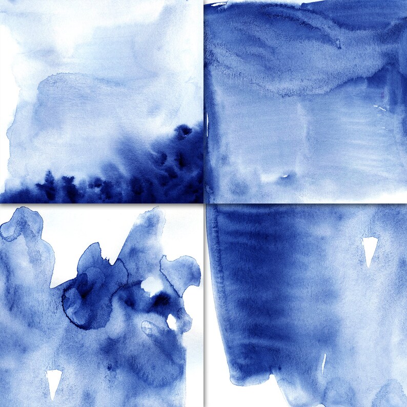 Blue and Green Watercolor Digital Paper Clipart, Paint Texture ...