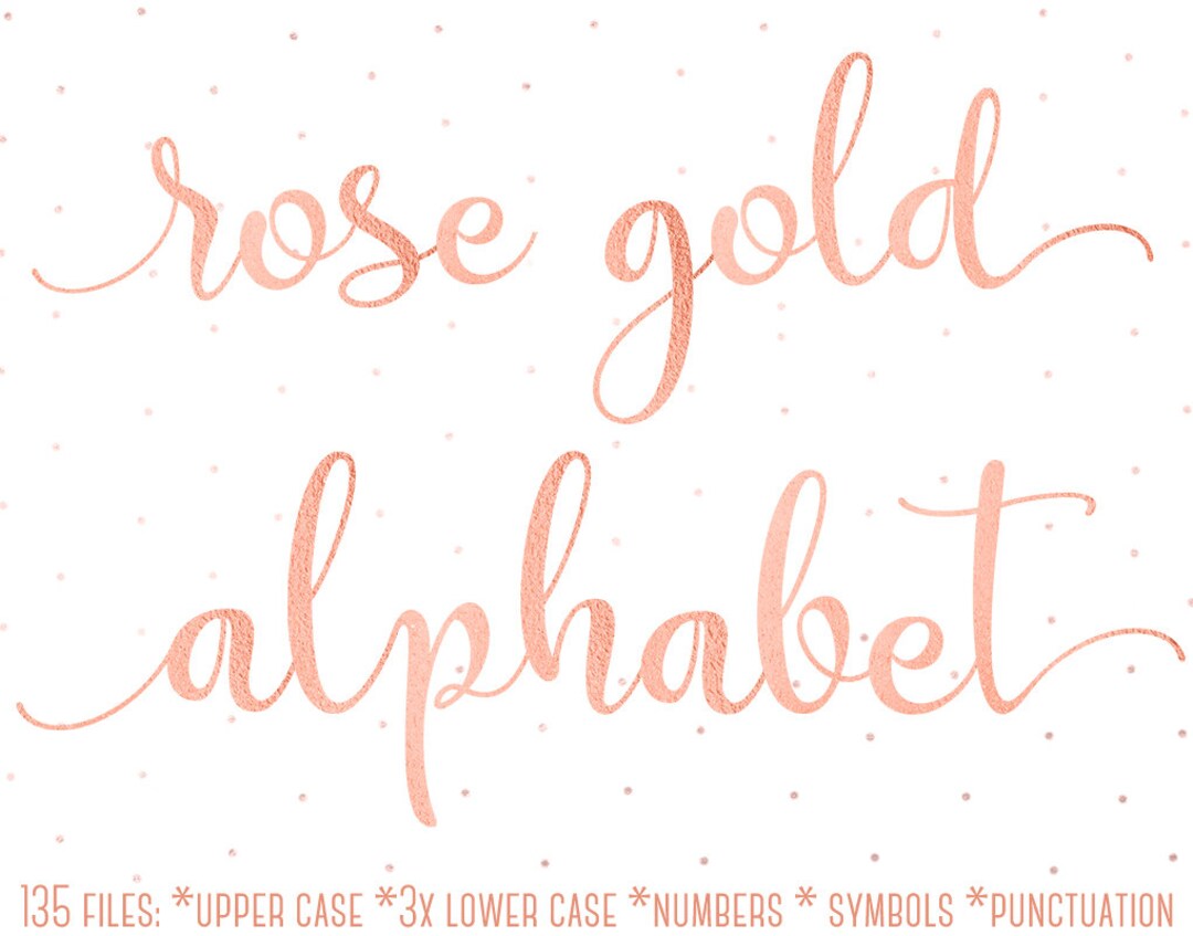 Rose Gold Letters Clipart, Rose Gold Font, Rose Gold Alphabet With ...