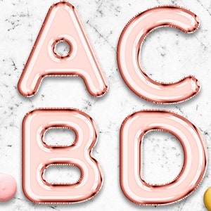 Rose Gold Letter Balloons Clipart Rose Gold Alphabet Clip | Etsy