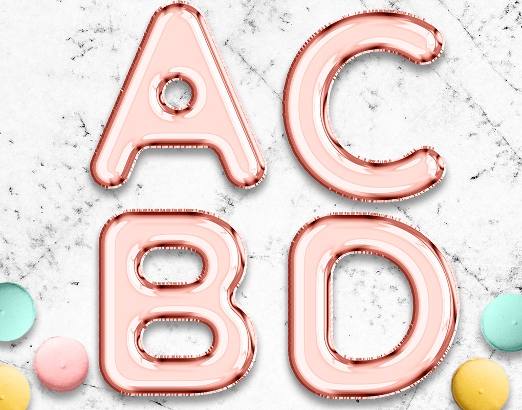 Rose Gold Letter Balloons Clipart, Rose Gold Alphabet Clip Art, Rose ...