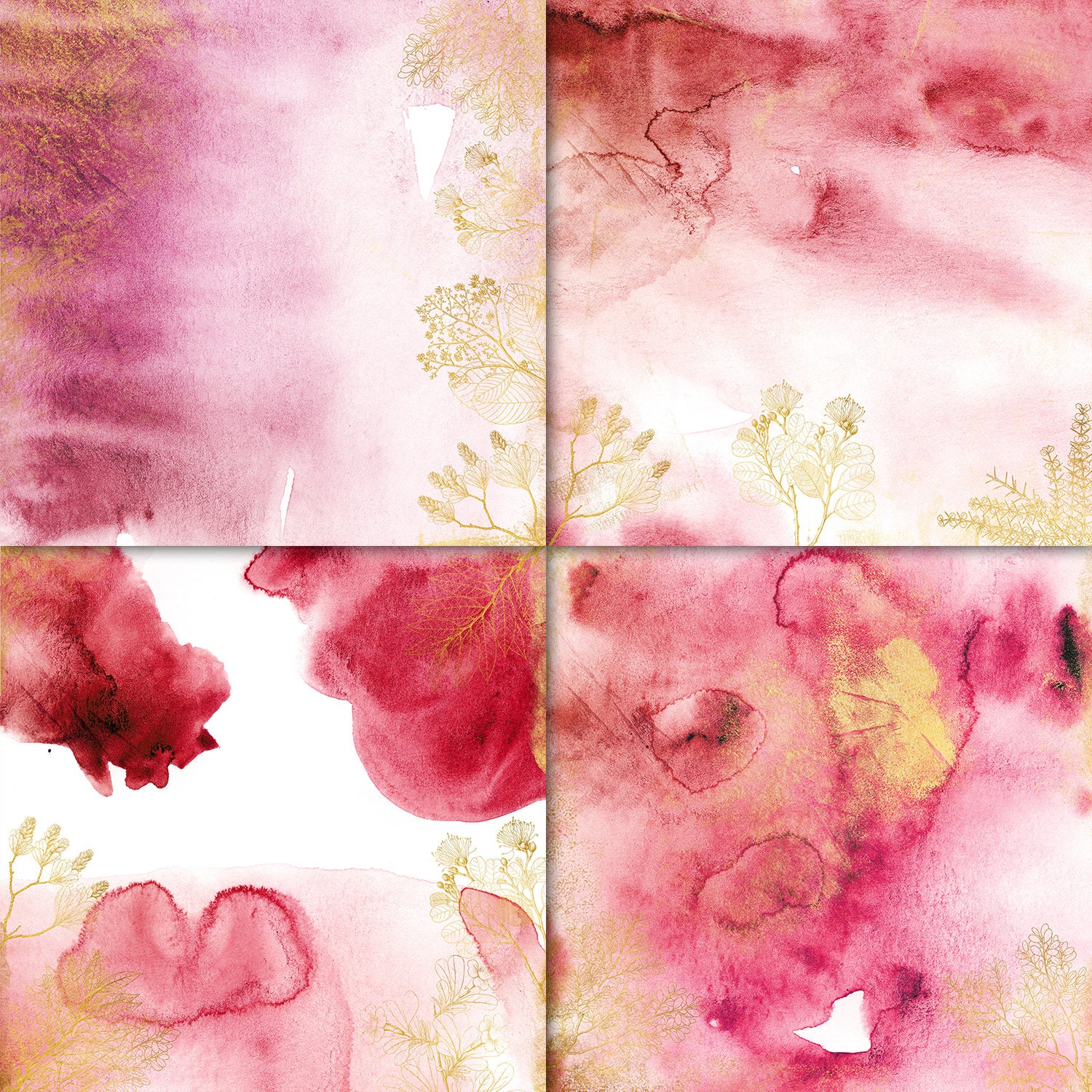 Blush Floral Watercolor Digital Paper Clipart Papers With - Etsy
