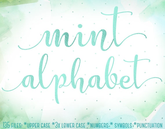 Mint Letters Clipart Mint Font Mint Alphabet With Swirls - Etsy