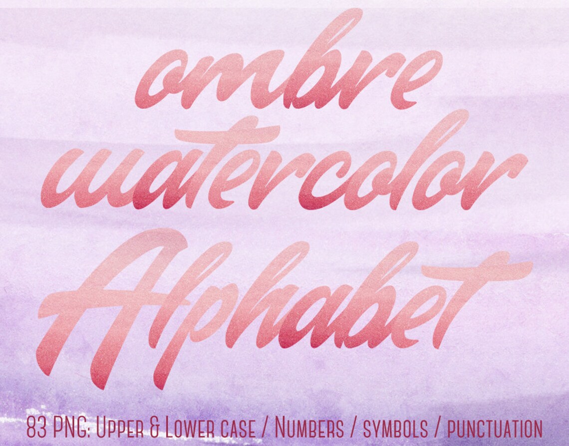 Pink Watercolor Alphabet Clipart Ombre Alphabet Clip Art - Etsy Canada