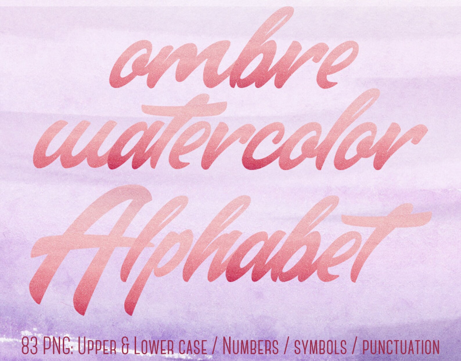 Pink Watercolor Alphabet Clipart, Ombre Alphabet Clip Art, Watercolor ...