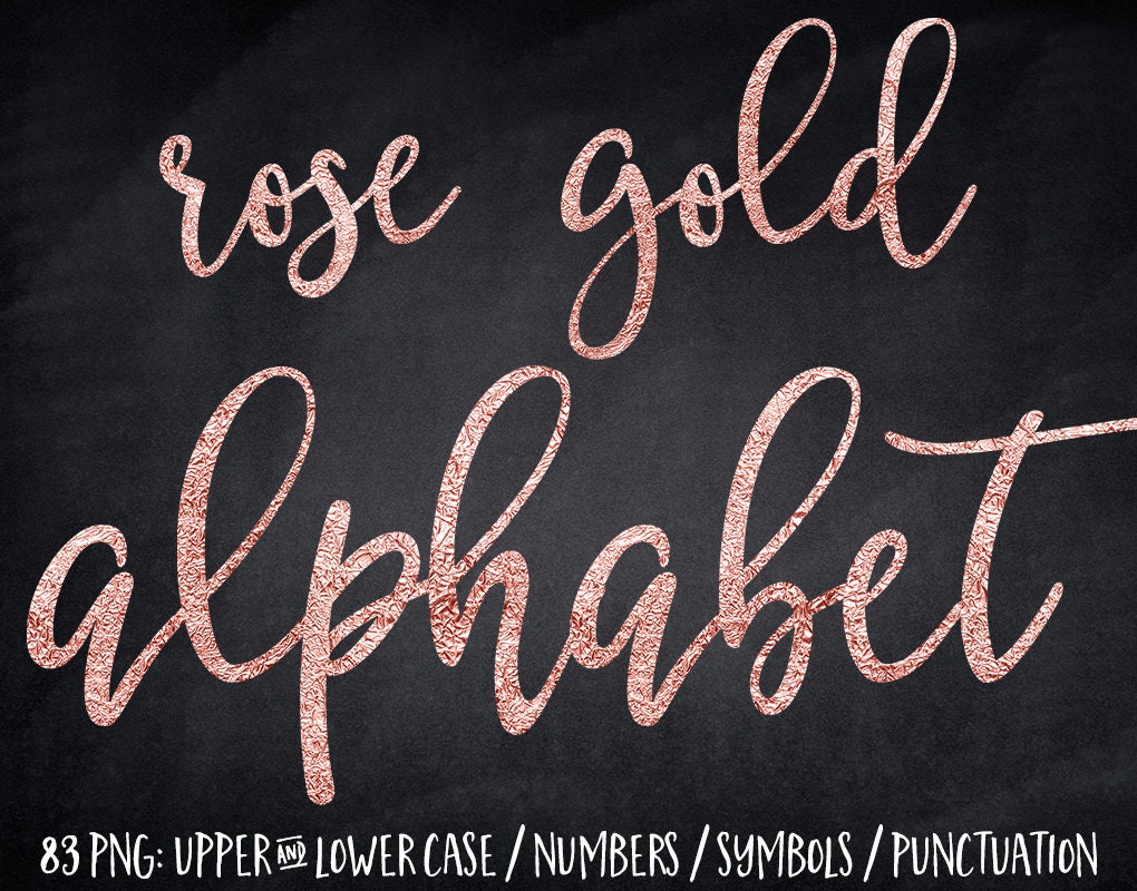 Rose Gold Foil Alphabet Clipart, Rose Gold Letters Clipart, Rose Gold ...