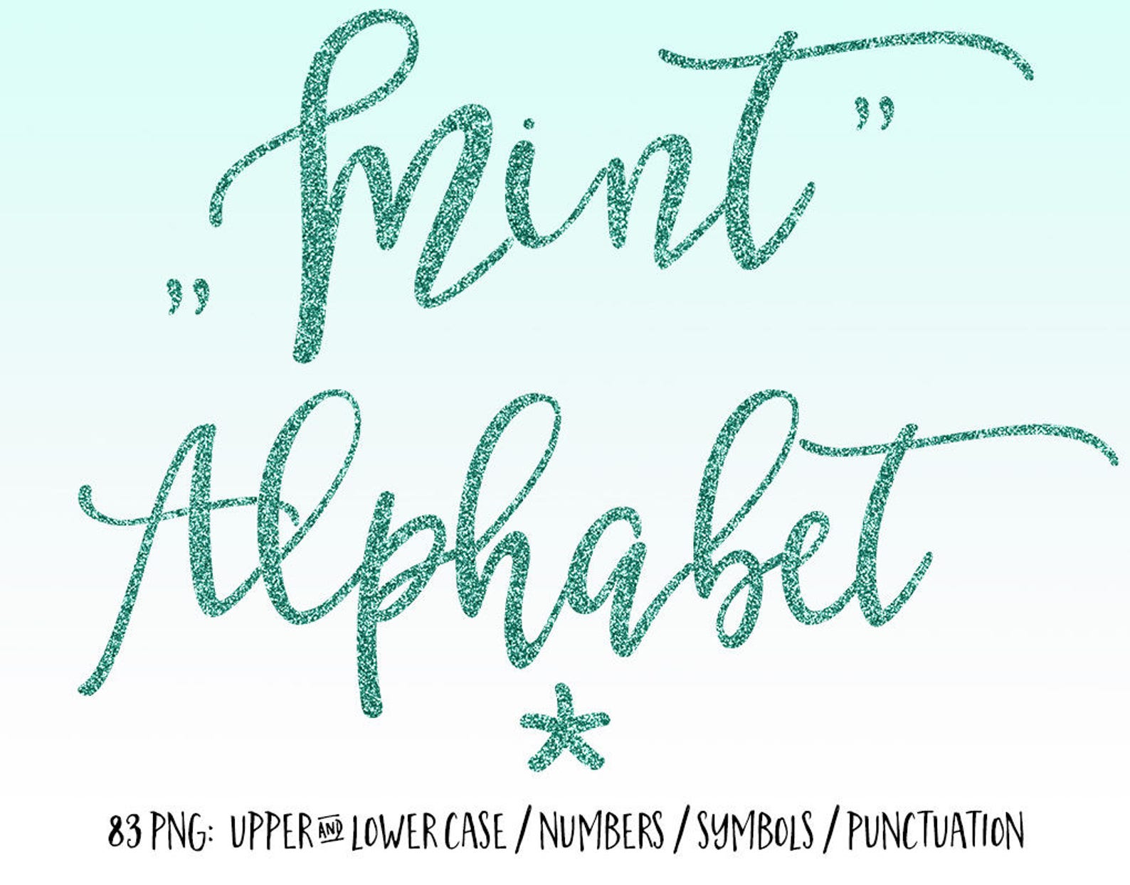 Mint Green Letters Mint Glitter Alphabet Mint Alphabet | Etsy