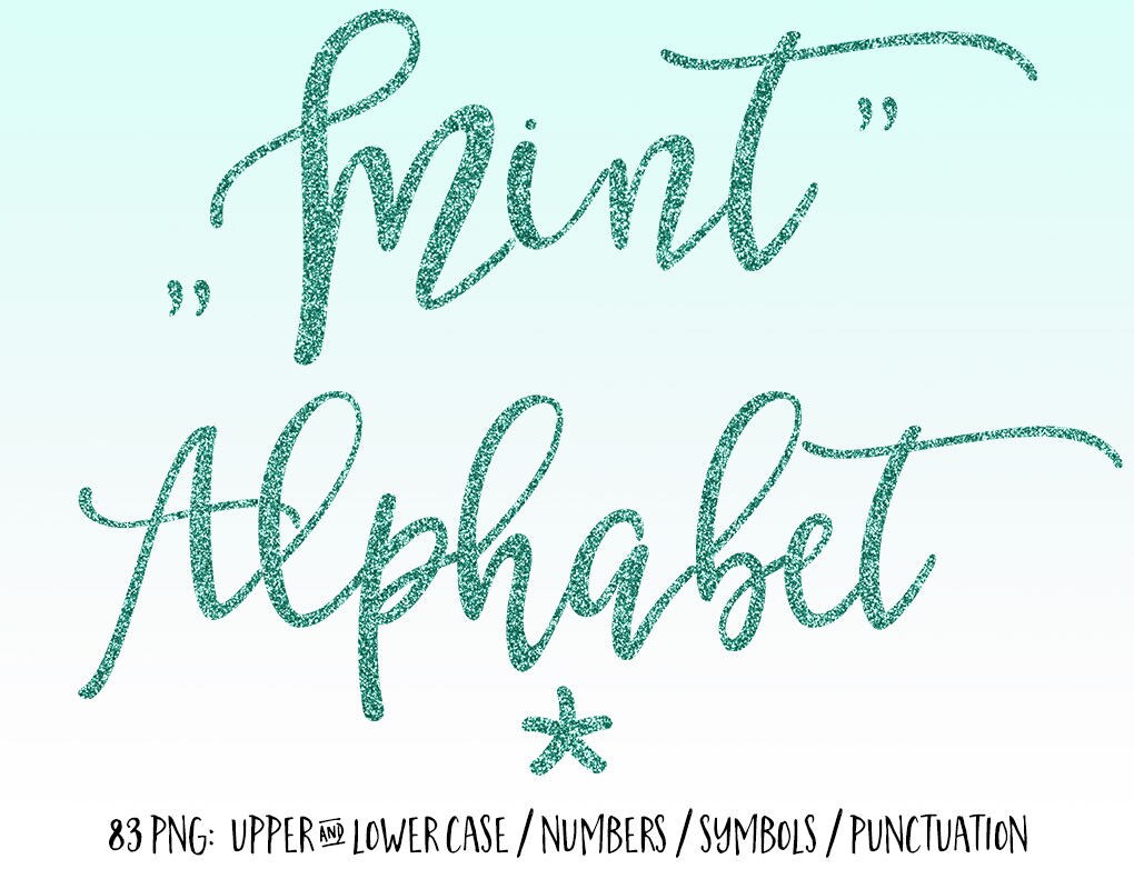 Mint Green Letters Mint Glitter Alphabet Mint Alphabet | Etsy