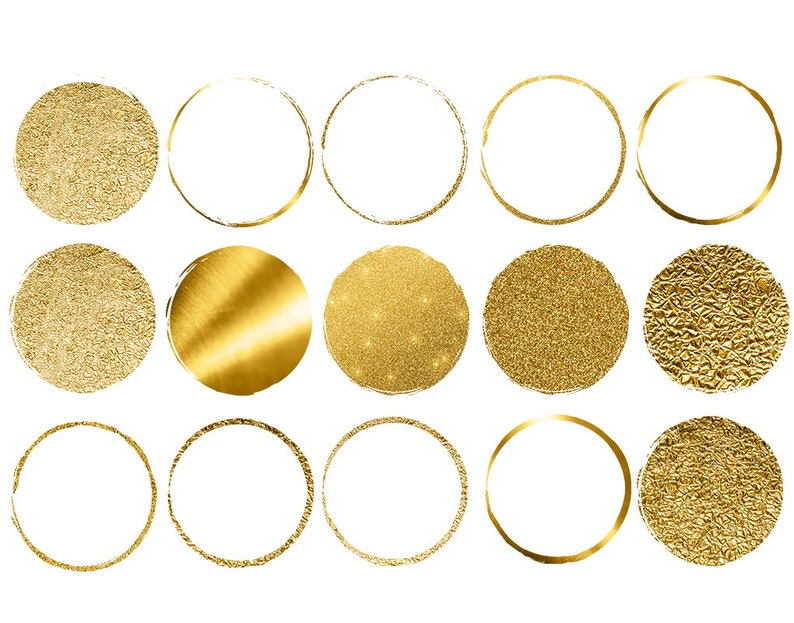 Gold Circles Clipart Gold Foil and Gold Glitter Circles - Etsy