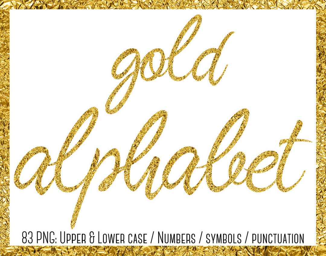 Gold Font, Gold Foil Alphabet Clipart, Gold Alphabet Clipart, Gold ...