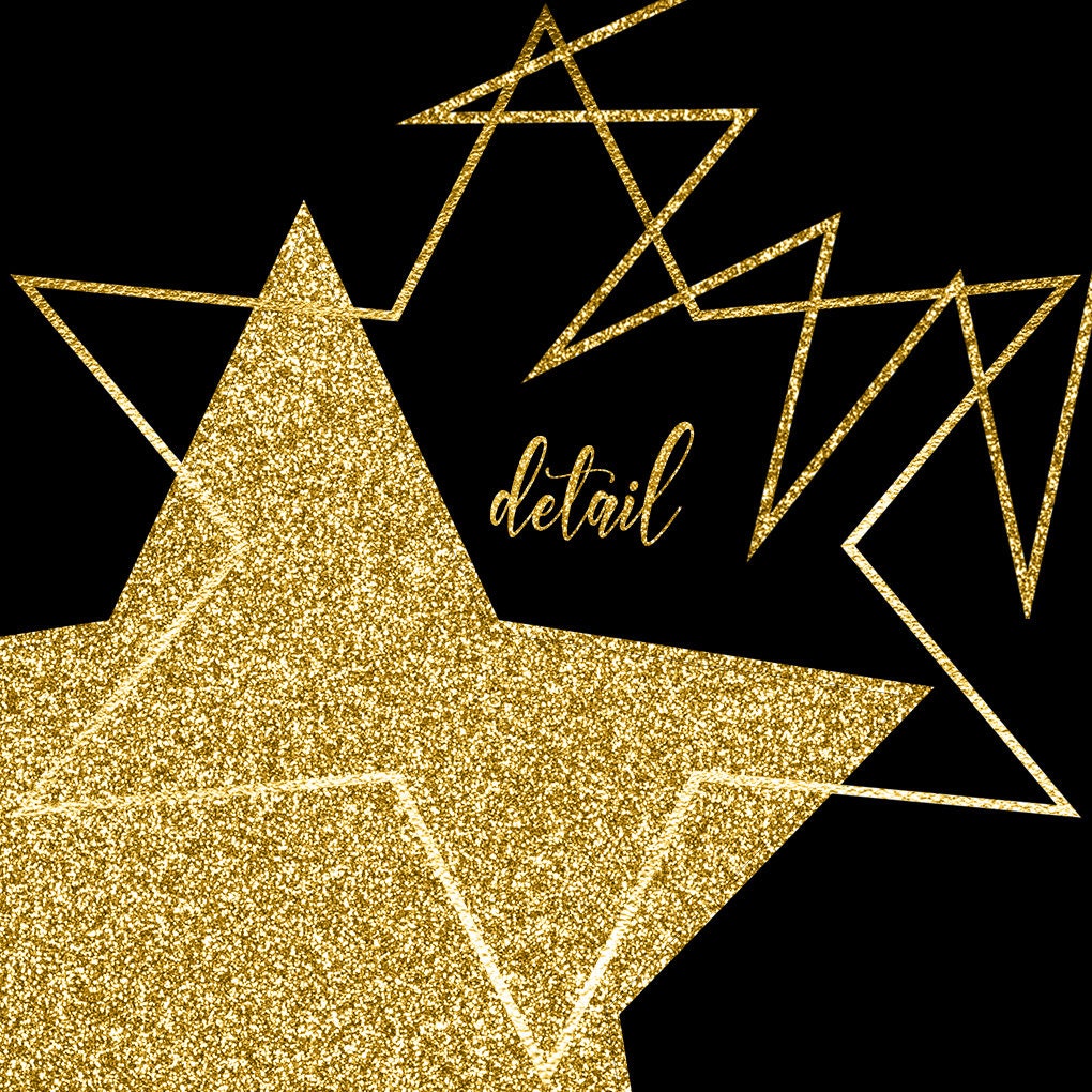 Gold Stars Clipart, Gold Glitter Stars Clip Art, Gold Foil Stars, Star ...