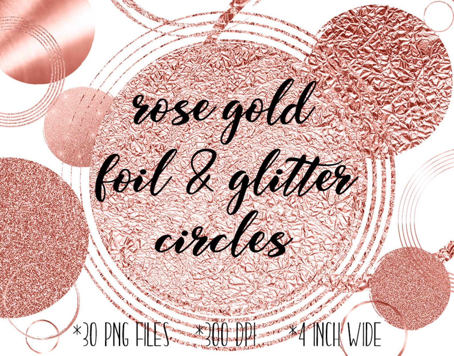 Rose Gold Circles Clipart, Rose Gold Foil Circles, Rose Gold Glitter ...
