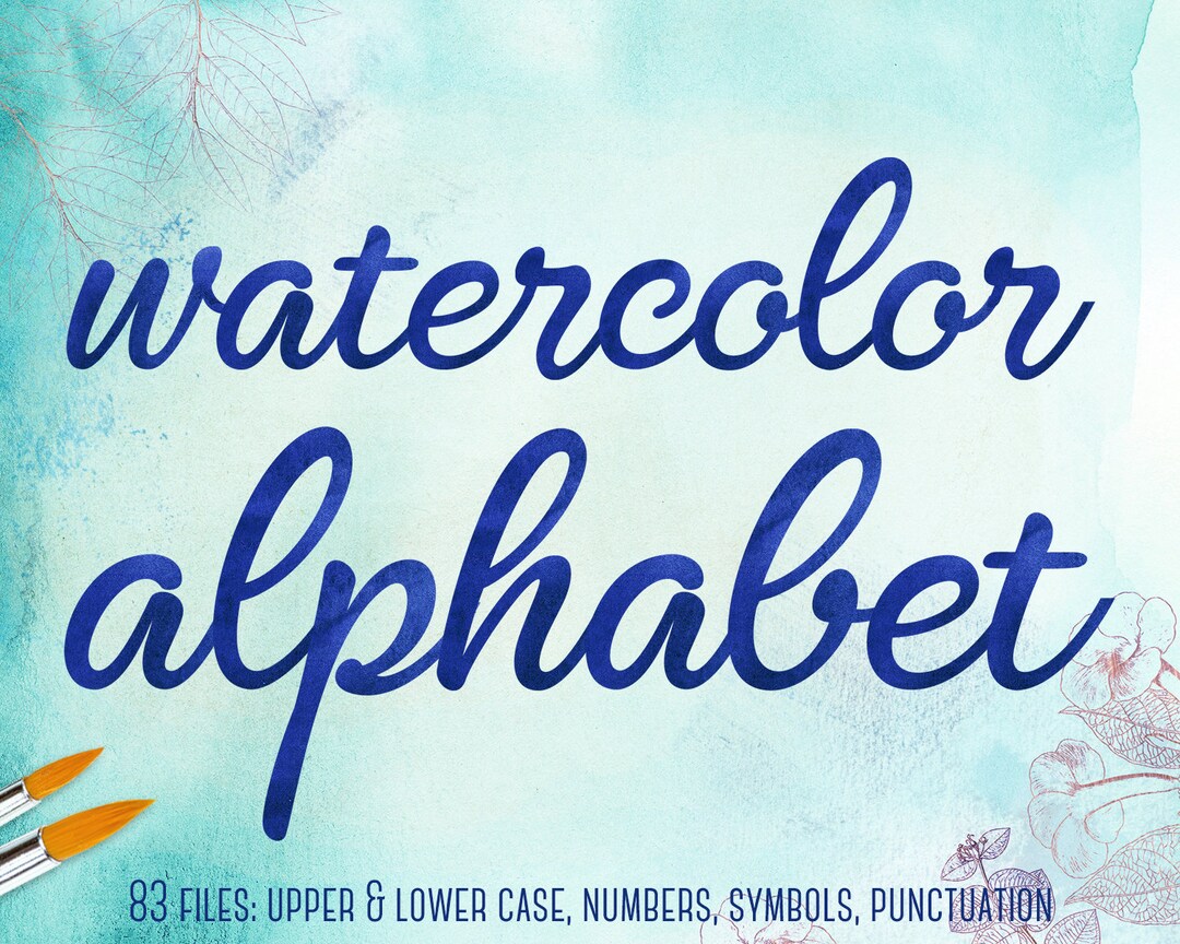 Deep Blue Watercolor Alphabet Clipart Watercolor Font Clip - Etsy