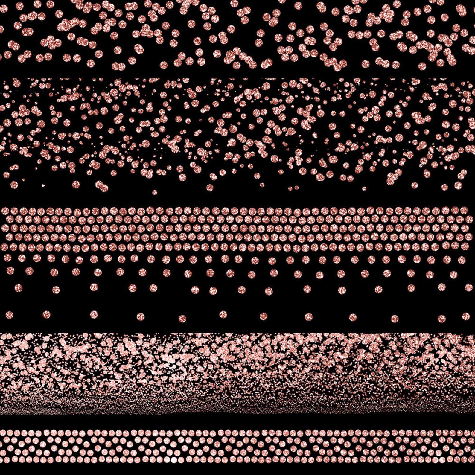 Rose Gold Confetti Borders Clipart Rose Gold Border Overlays - Etsy