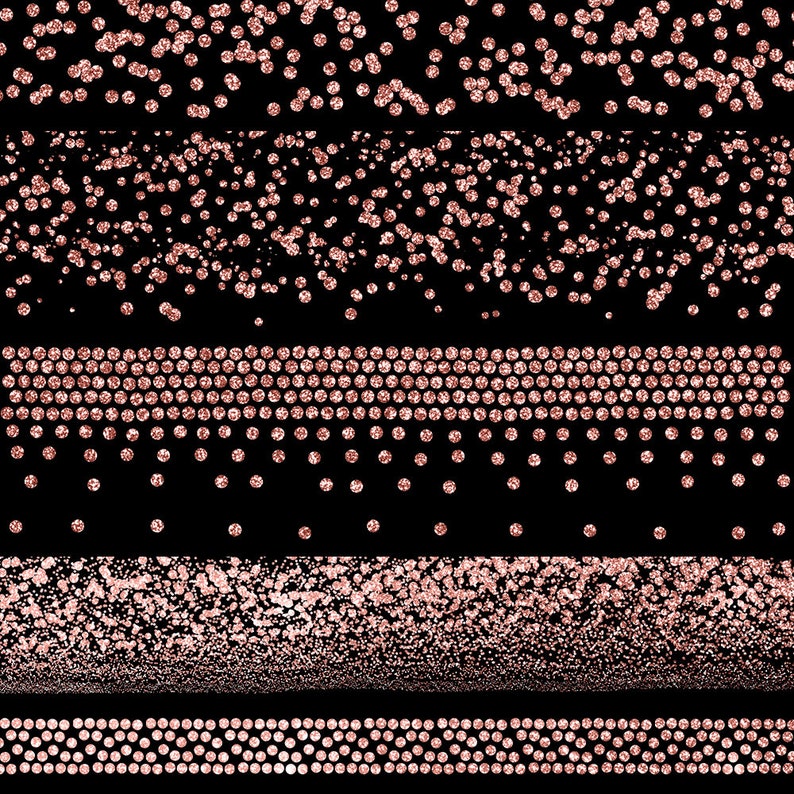 Rose Gold Confetti Borders Clipart Rose Gold Border Overlays - Etsy