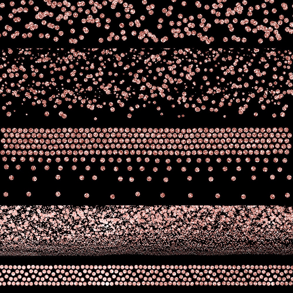 Rose Gold Confetti Borders Clipart, Rose Gold Border Overlays, Rose ...