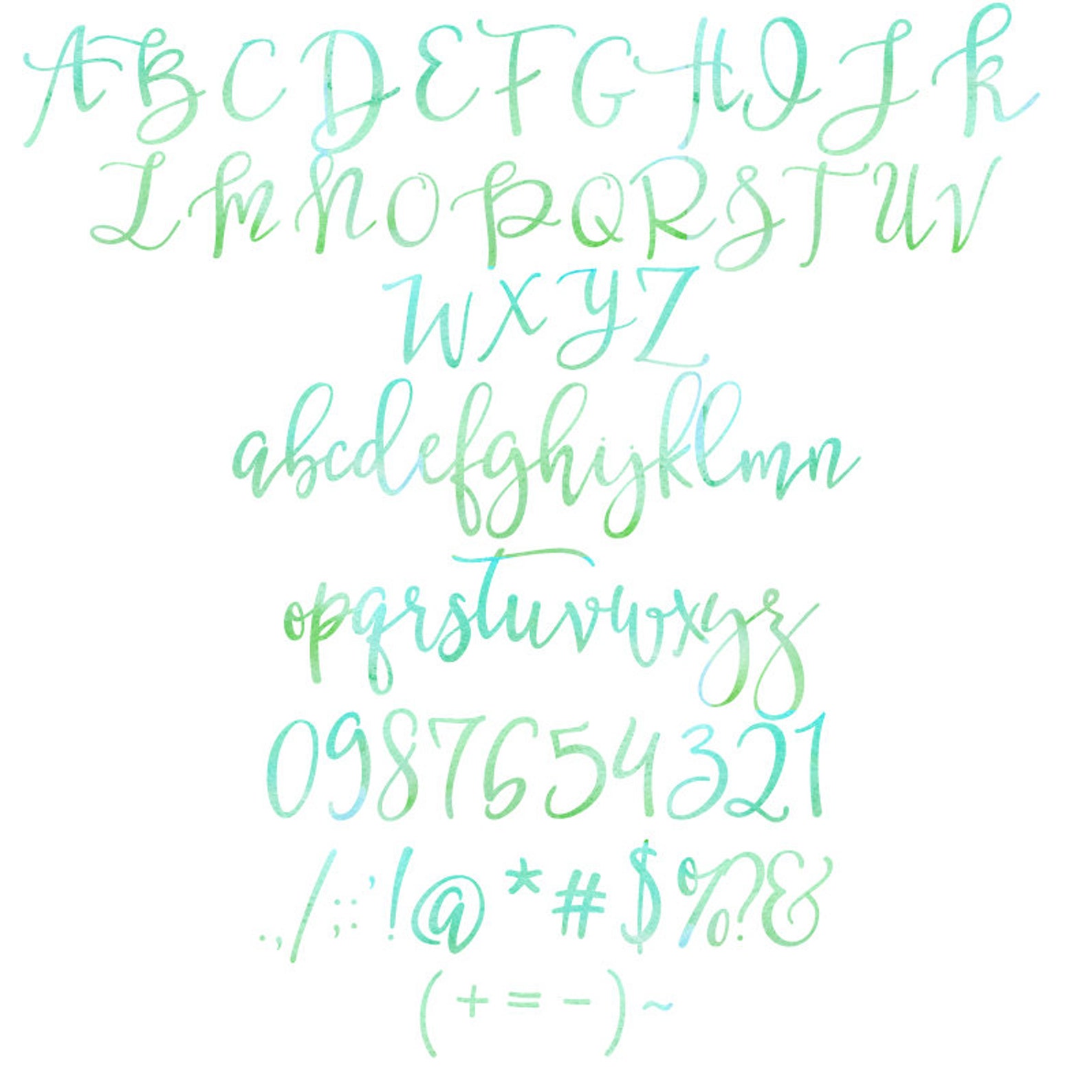 Green Watercolor Alphabet Clipart Turquoise Alphabet Clip - Etsy