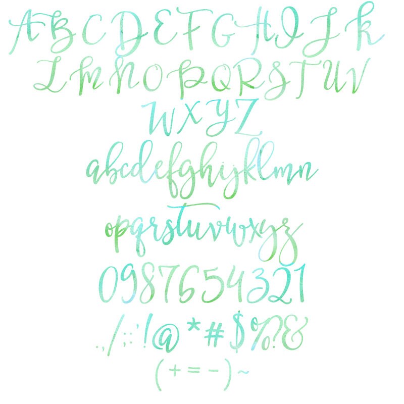 Green Watercolor Alphabet Clipart Turquoise Alphabet Clip - Etsy