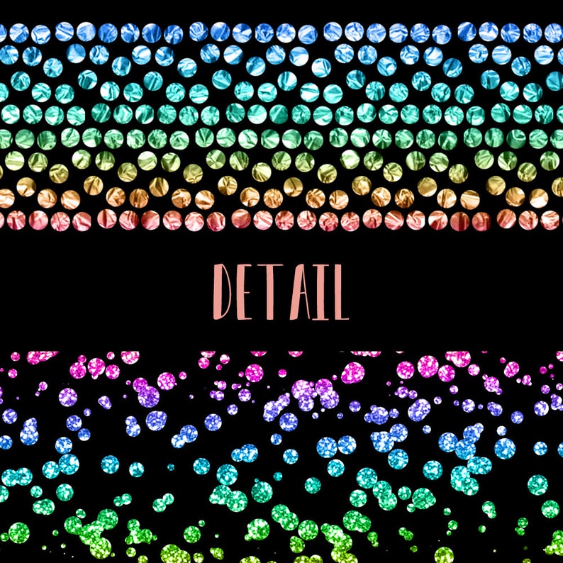 Rainbow Confetti Borders Clipart, Rainbow Border Overlays, Rainbow ...