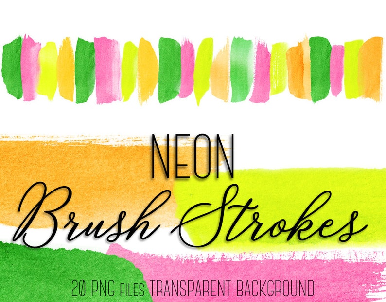 Neon Brush Strokes Clipart, Highlighter Clipart, Neon Paint, Paint ...