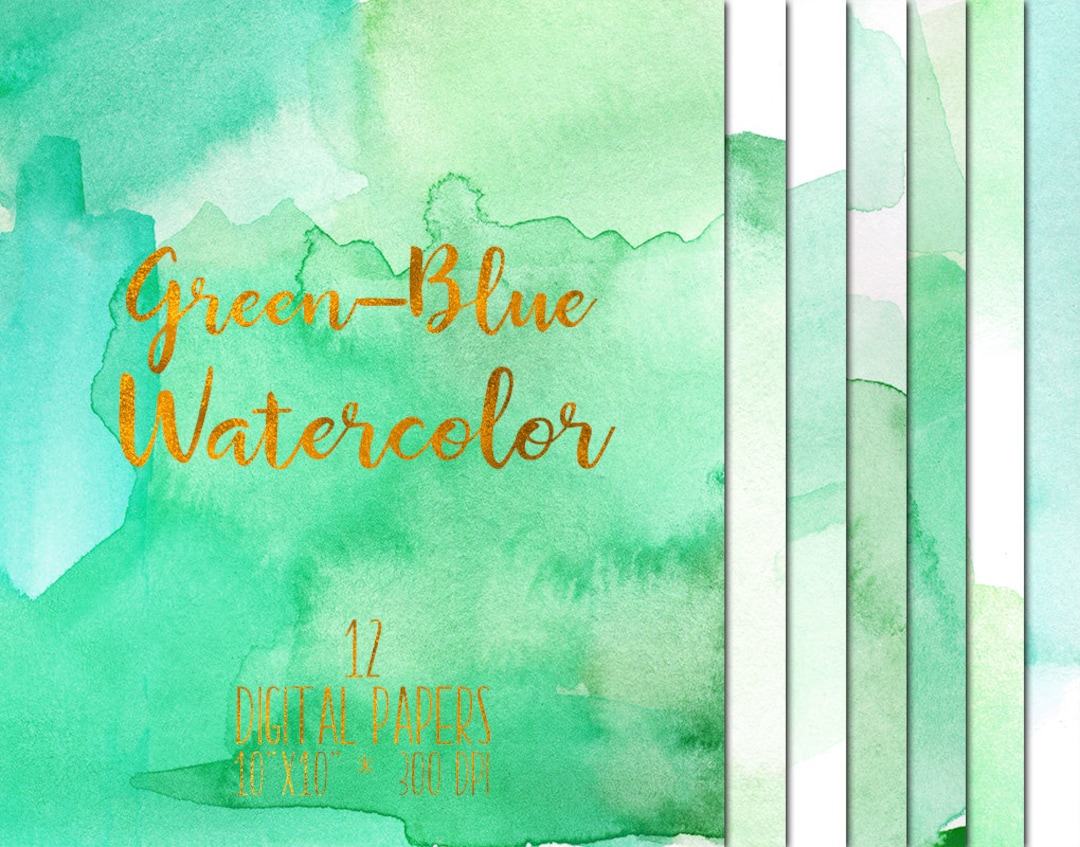Green Watercolor Digital Paper Clipart, Watercolor Ombre Paper Pack ...