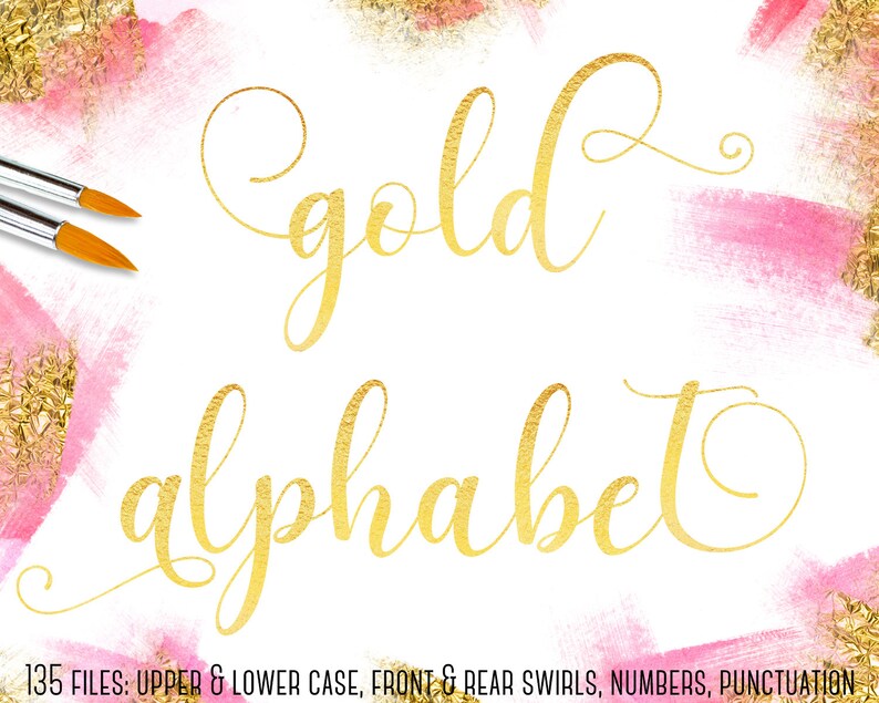Gold Font Clipart, Gold Letters, Gold Alphabet With Swirls, Gold Foil ...