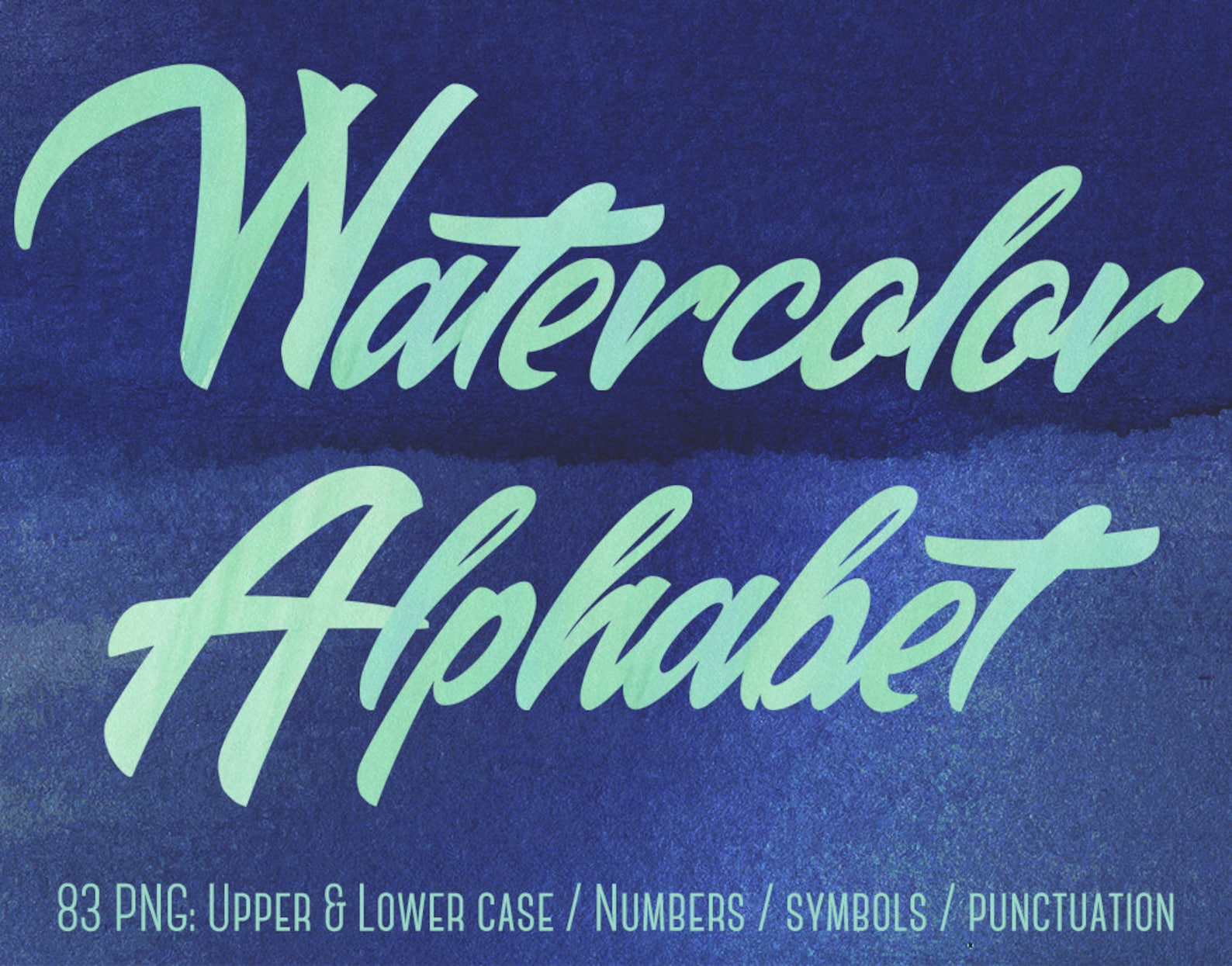 Watercolor Alphabet Clipart Mint Green Alphabet Clip Art | Etsy