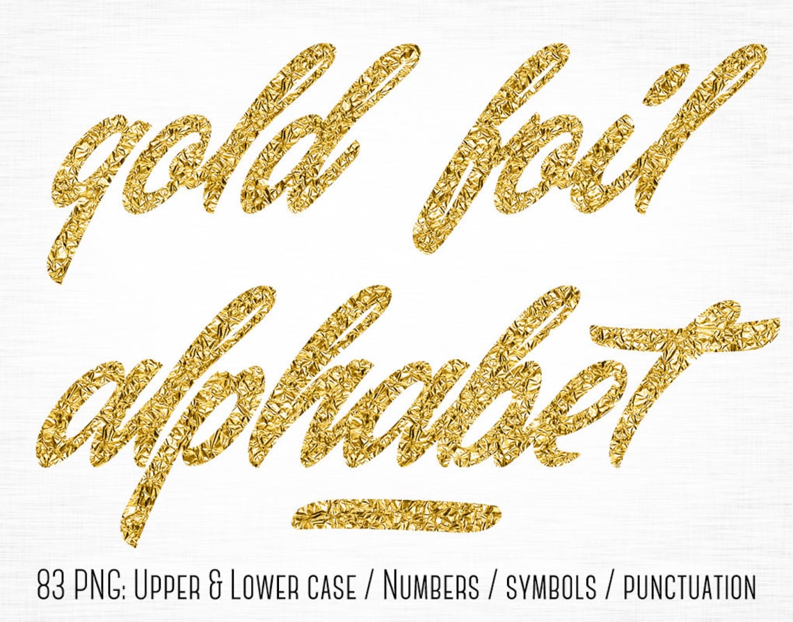 Gold Font Clipart, Gold Foil Alphabet Clipart, Gold Alphabet, Gold ...