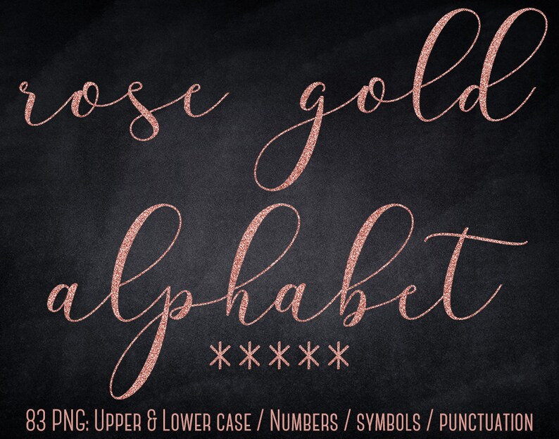 Rose Gold Font Rose Gold Glitter Alphabet Rose Gold Letters - Etsy