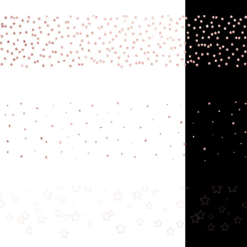 Rose Gold Confetti Borders Clipart Rose Gold Stars Rose Gold - Etsy