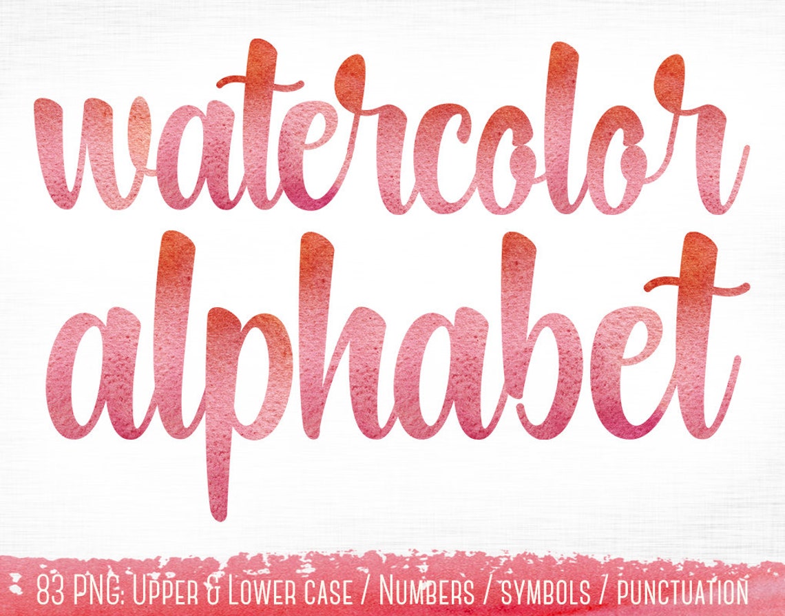 Pink Watercolor Alphabet Clipart Watercolor Font Pink - Etsy