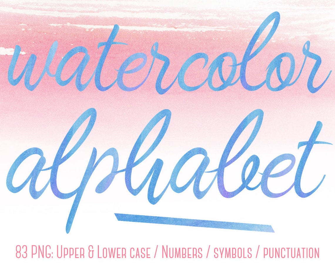 Blue Watercolor Alphabet Clipart Blue Alphabet Clip Art - Etsy