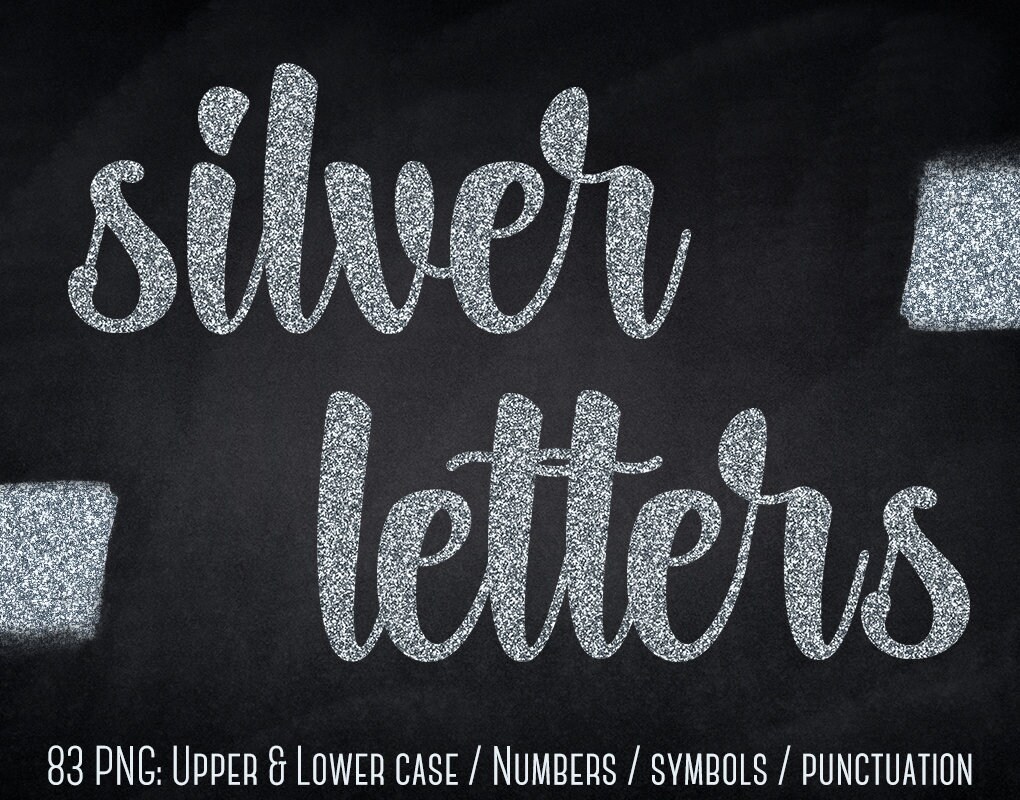 Silver Glitter Alphabet Clipart, Silver Font Clipart, Silver Alphabet ...