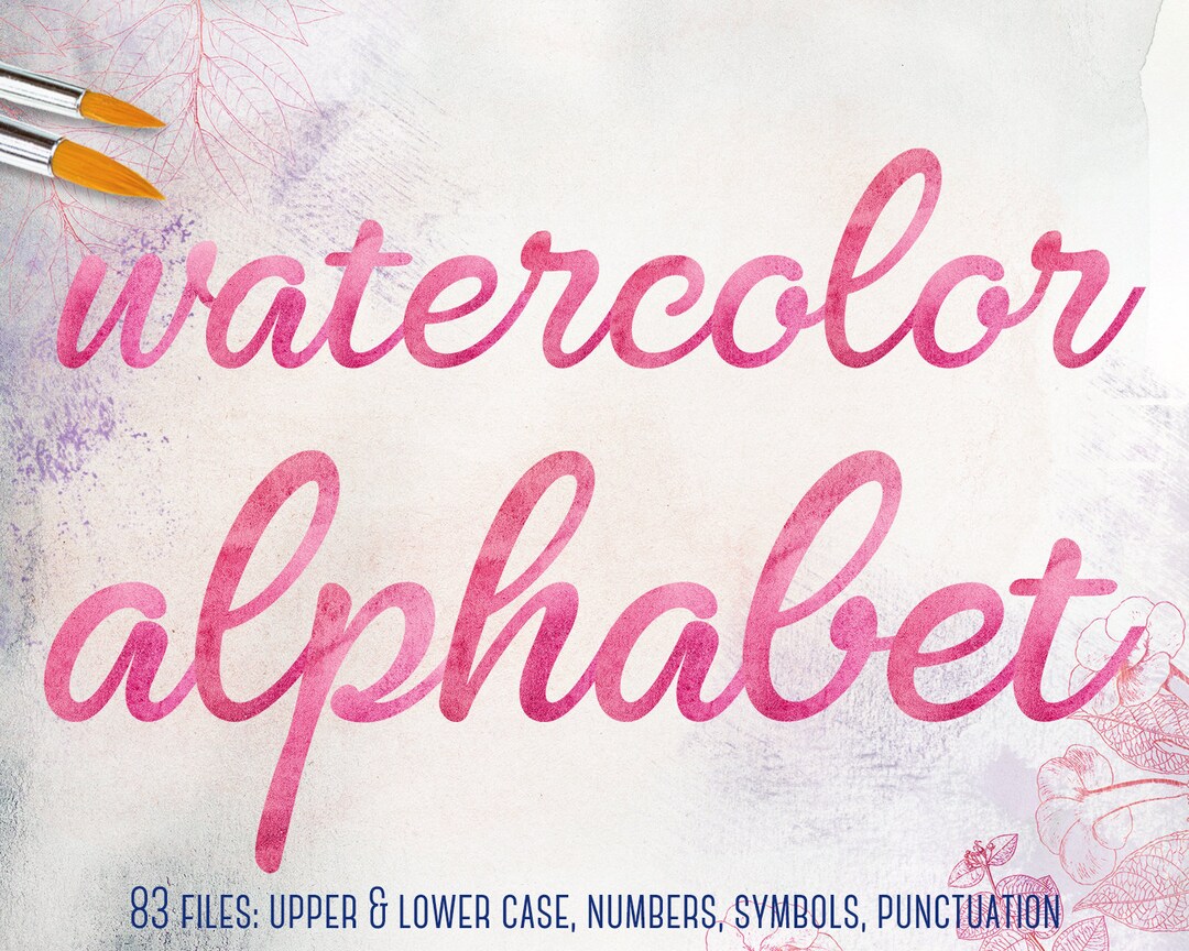 Pink Watercolor Alphabet Clipart, Watercolor Font Clip Art, Watercolor ...