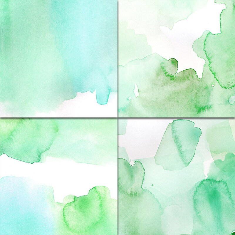 Green Watercolor Digital Paper Clipart, Watercolor Ombre Paper Pack ...