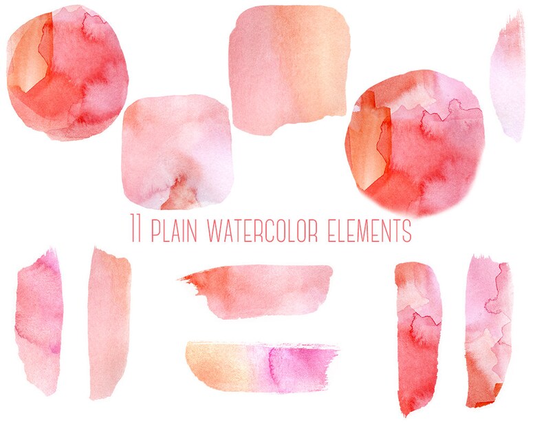 Gold Dusted Brush Strokes Clipart, Blush Watercolor Brush Strokes Clip ...