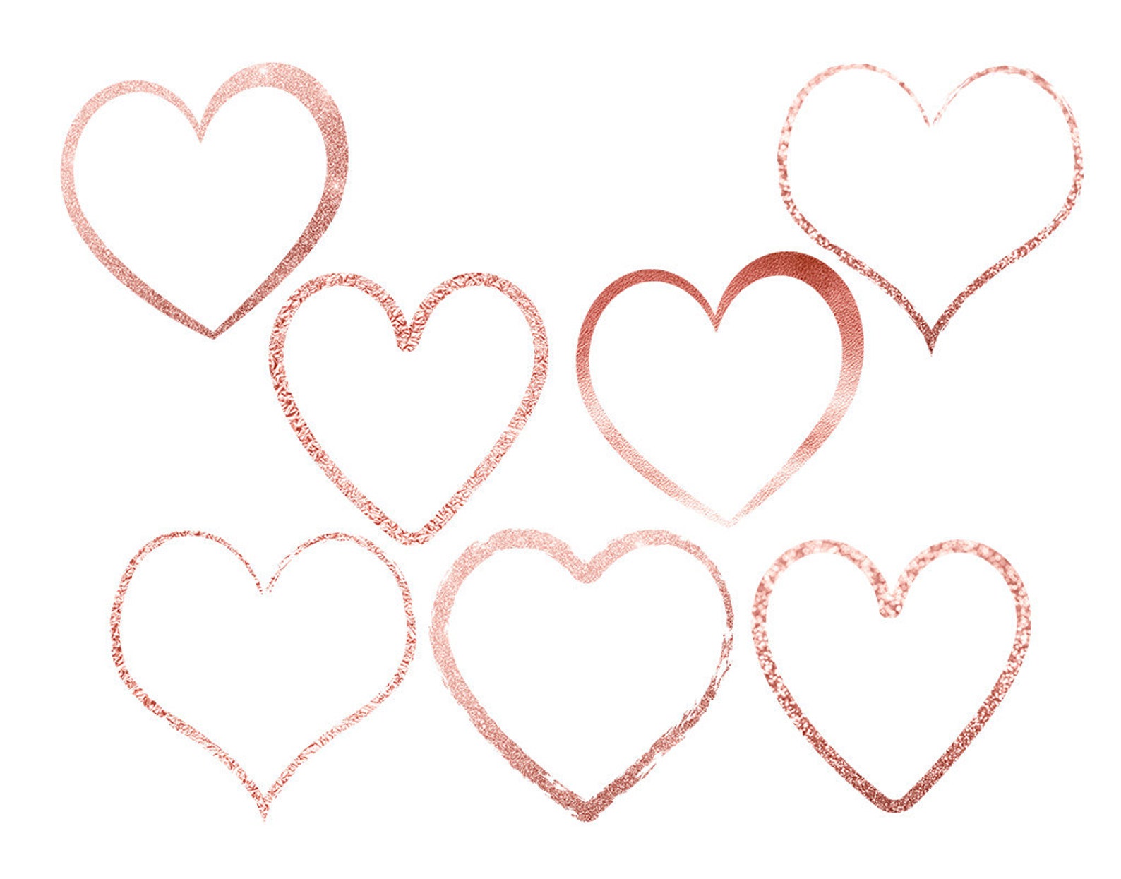 Rose Gold Hearts Clipart Rose Gold Glitter Heart Rose Gold - Etsy UK