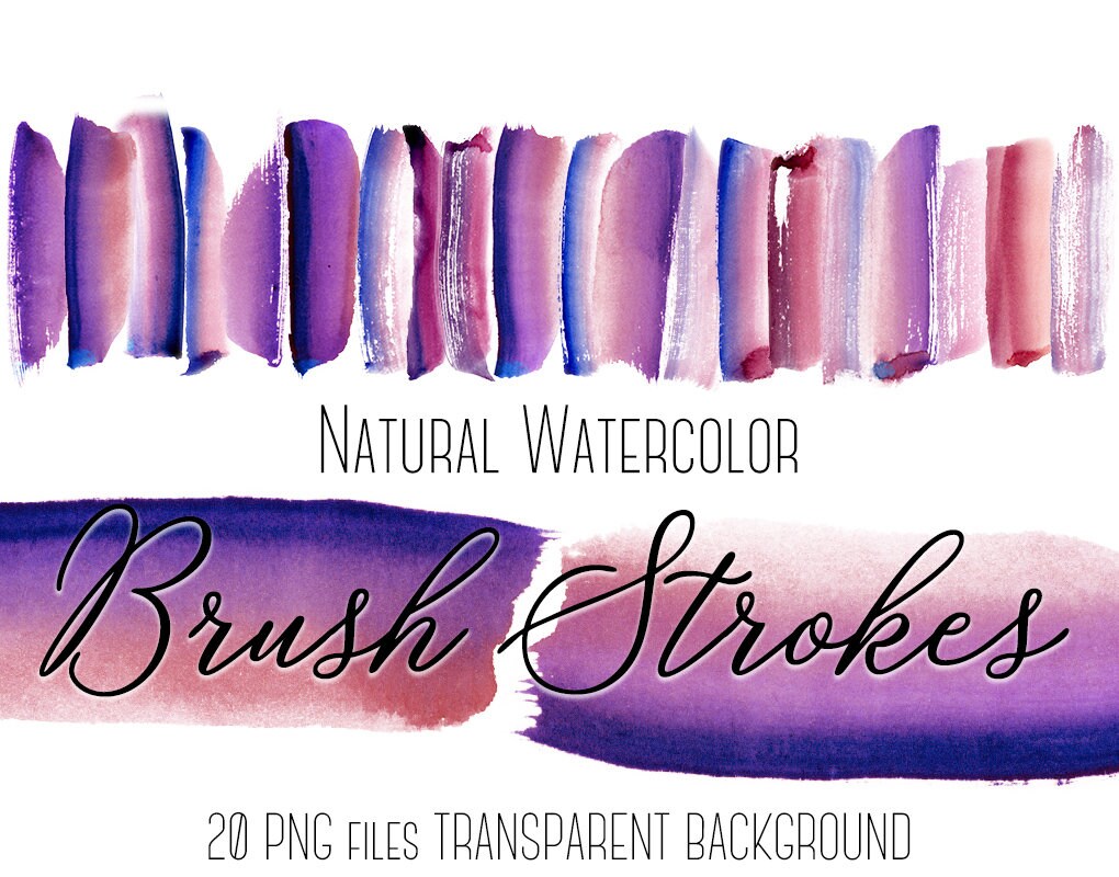 Pink Watercolor Brush Strokes Clipart, Purple Brush Strokes Clip Art ...