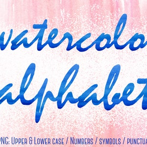 Blue Watercolor Alphabet Clipart Blue Alphabet Clip Art | Etsy