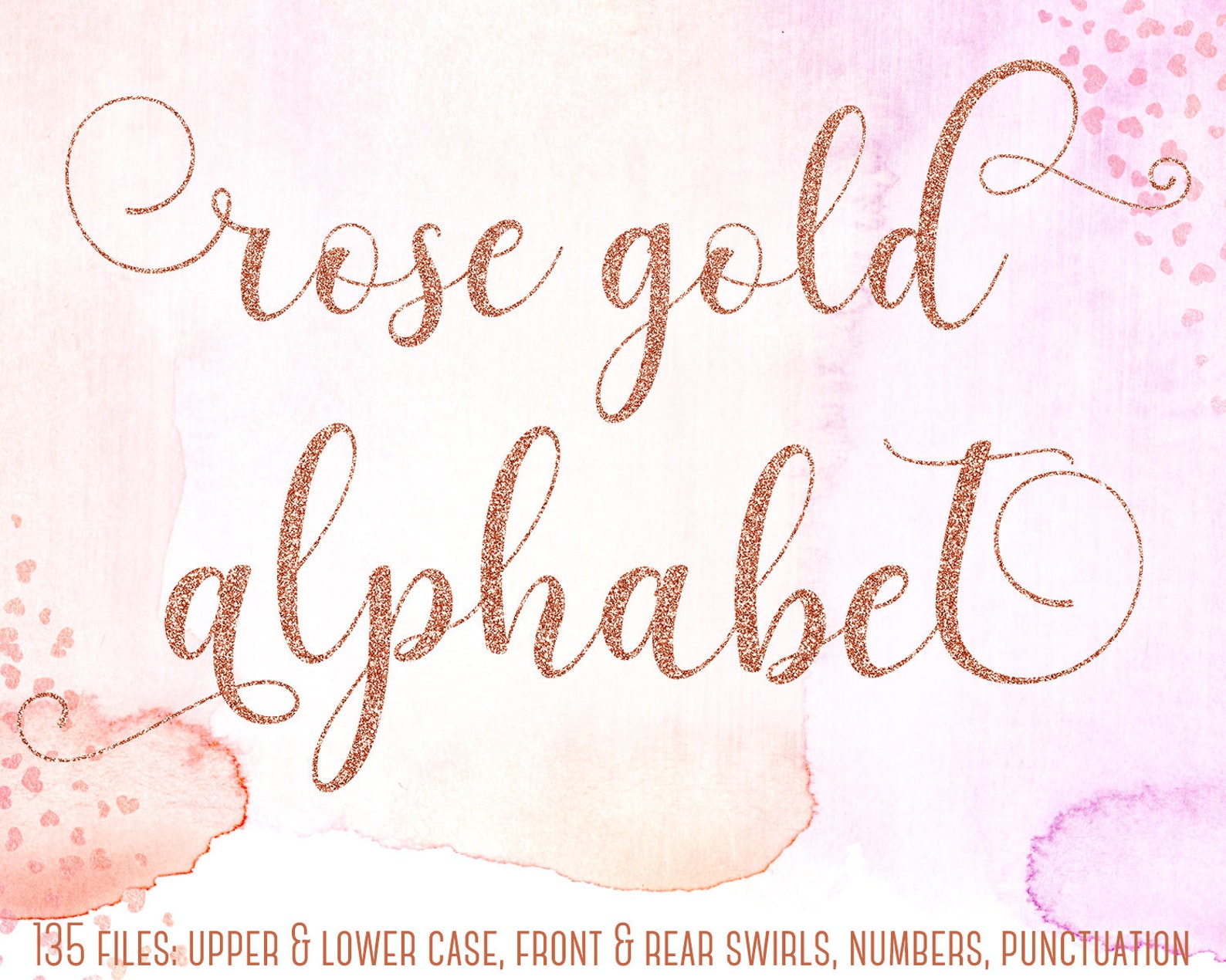 Rose Gold Glitter Letters Clipart Rose Gold Font Rose Gold - Etsy