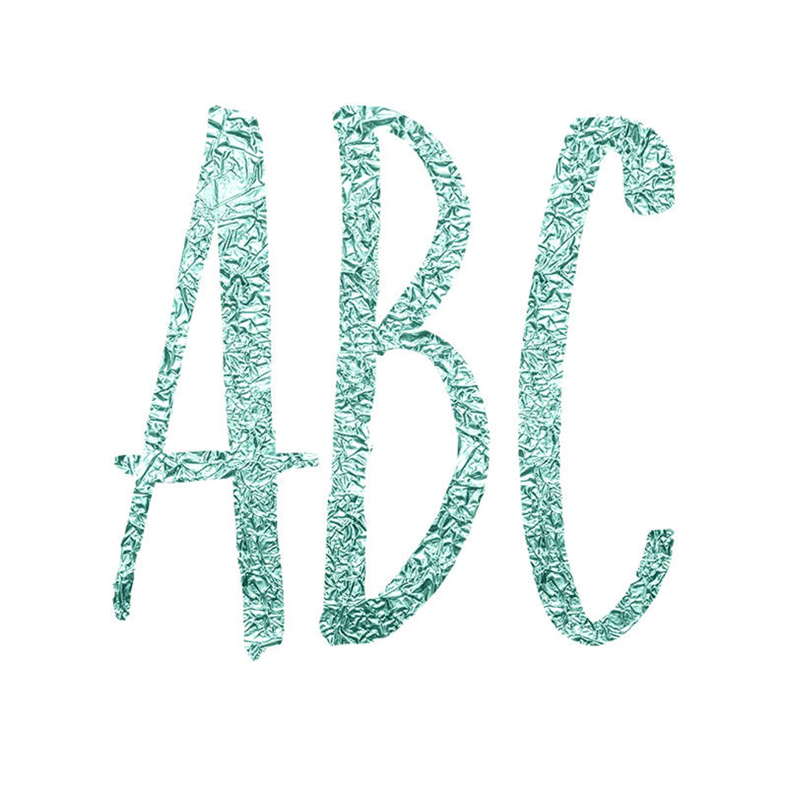 Mint Foil Alphabet Clipart Mint Green Clipart Mint Alphabet - Etsy