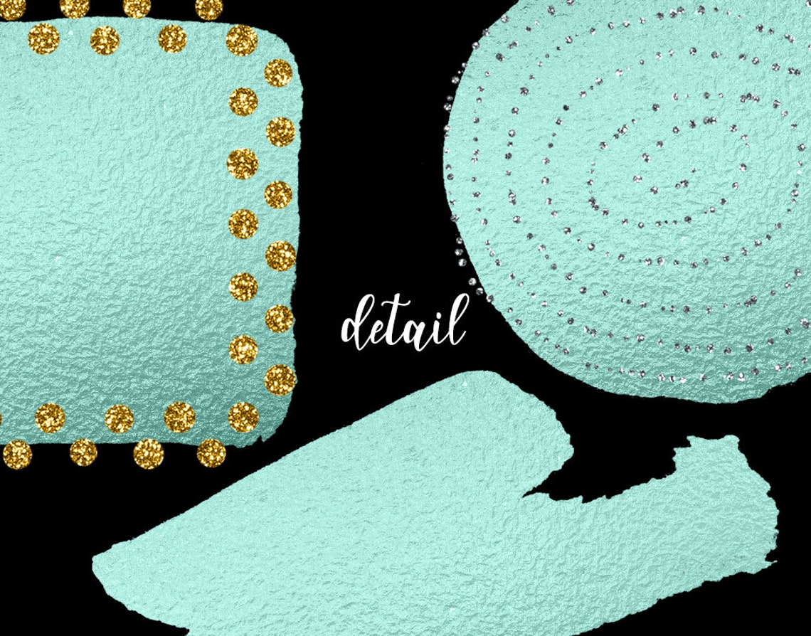 Mint Foil Design Elements, Gold Glitter, Silver Glitter, Frames Clipart ...