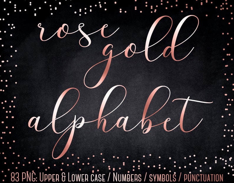 Rose Gold Font, Rose Gold Foil Alphabet Clipart, Rose Gold Letters ...
