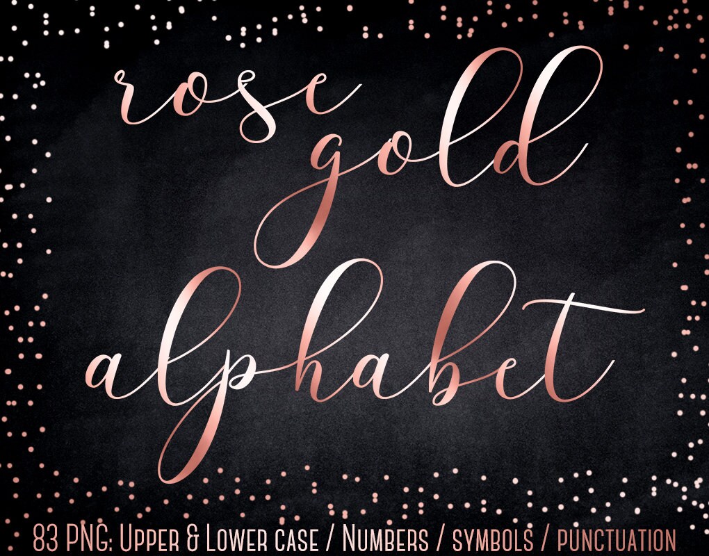 Rose Gold Font, Rose Gold Foil Alphabet Clipart, Rose Gold Letters ...