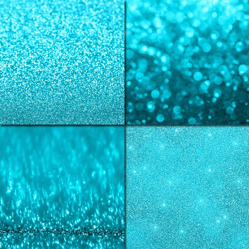 Turquoise Glitter Digital Paper, Glitter Textures, Blue Digital Paper ...