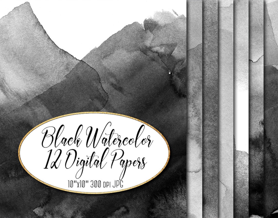 Black Watercolor Paper Watercolor Digital Paper Clipart - Etsy